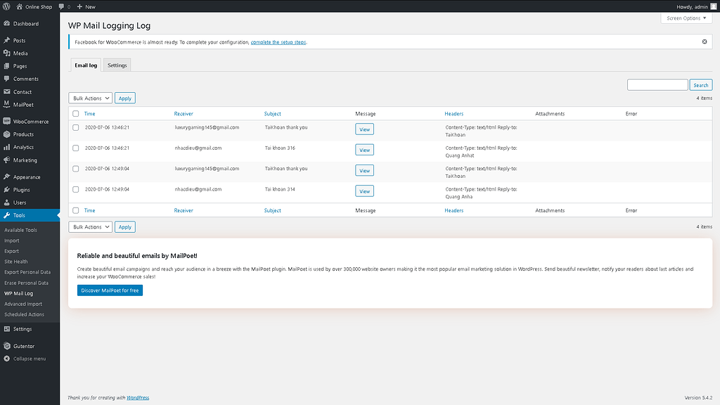 I cannot send automated emails with WooCommerce - Hosting Support ...