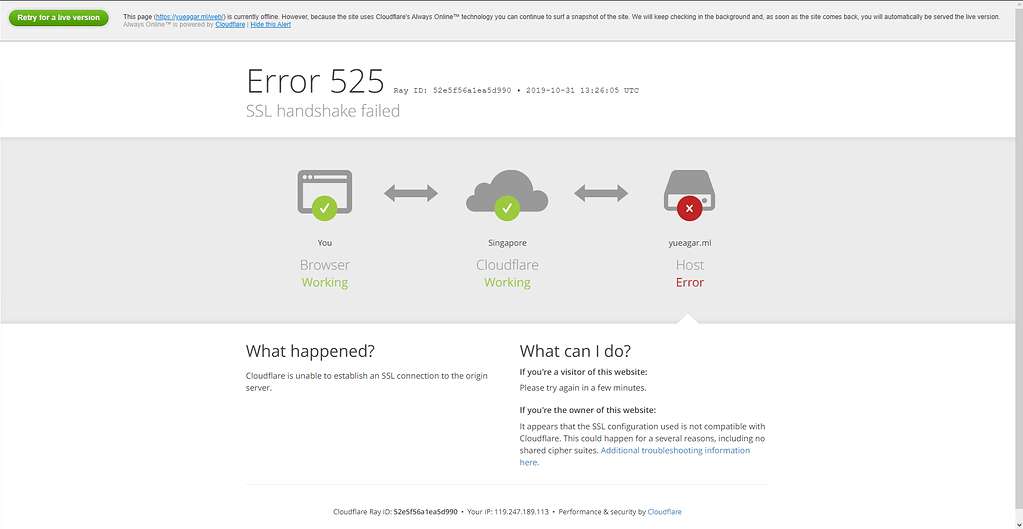 CloudFlare Error 525: SSL handshake failed - Page 2 - Hosting Support ...
