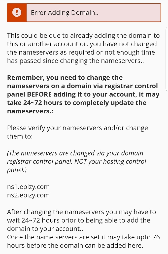 Error Adding Domain Hosting Support Infinityfree Forum