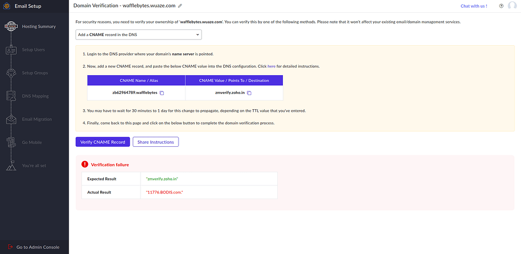 Unable to verify the Ownership of domain via CNAME records - Hosting Support - InfinityFree Forum