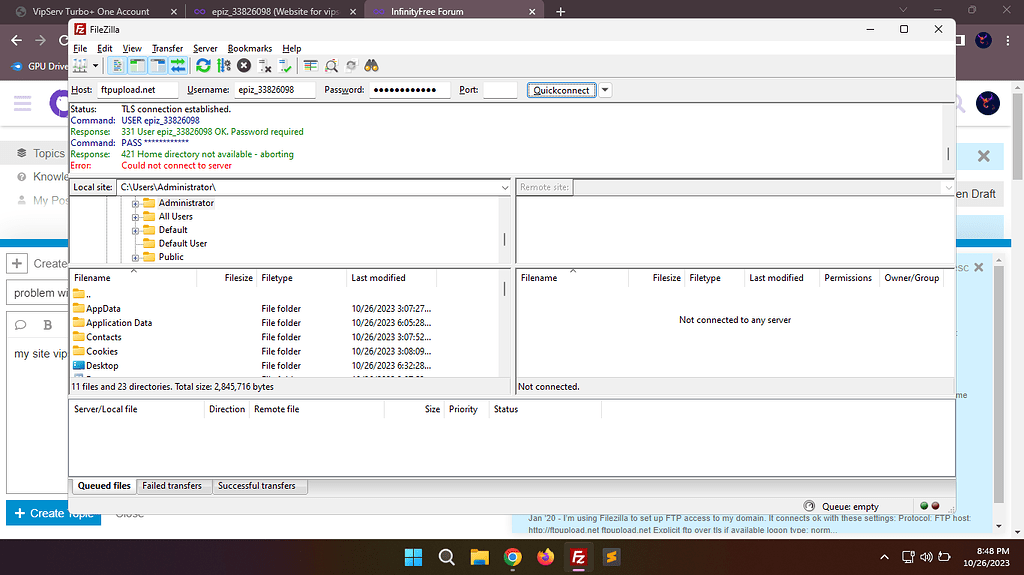 Problem with ftp - Hosting Support - InfinityFree Forum