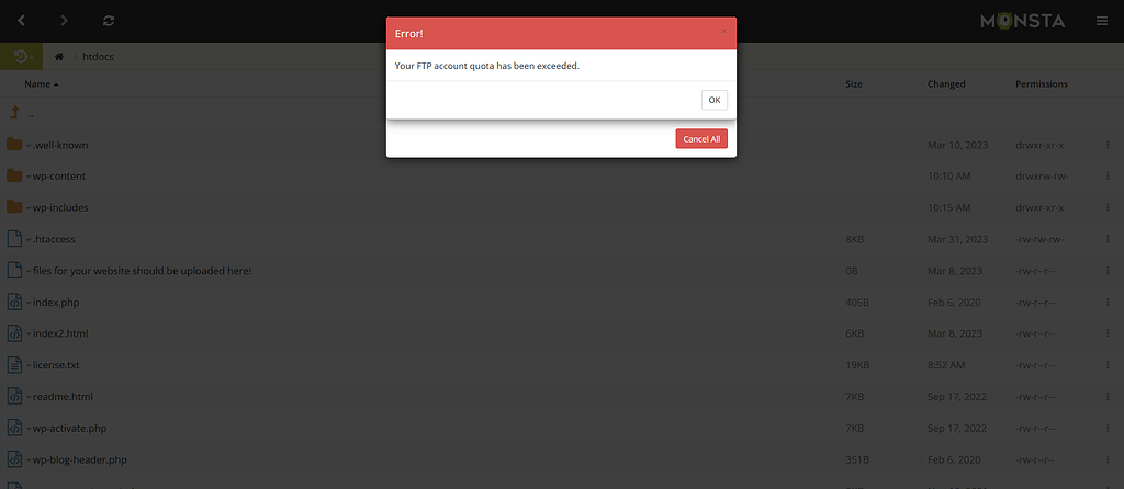 FTP Quota Full - Hosting Support - InfinityFree Forum