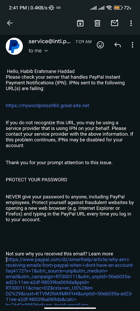 PayPal ipn - Hosting Support - InfinityFree Forum