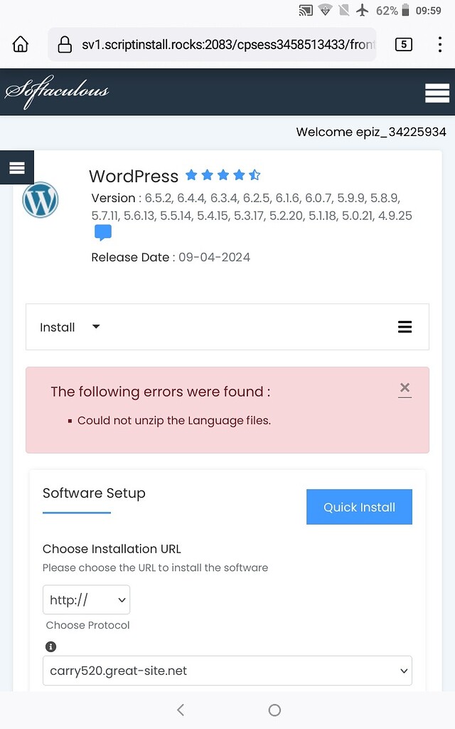 Softaculous Could not unzip the Language files - Hosting Support - InfinityFree Forum